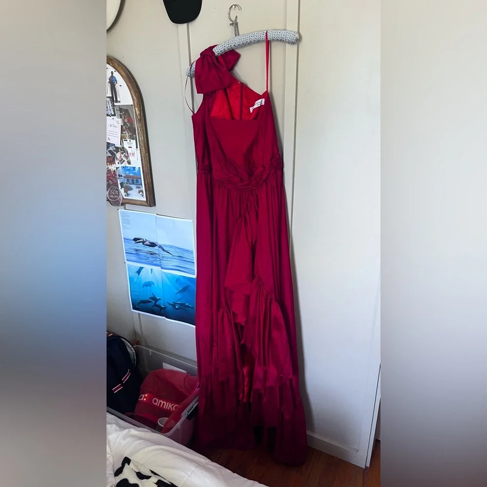 Mac Duggal | Dresses | Mac Duggal Red Solid Colored One Shoulder Formal ...